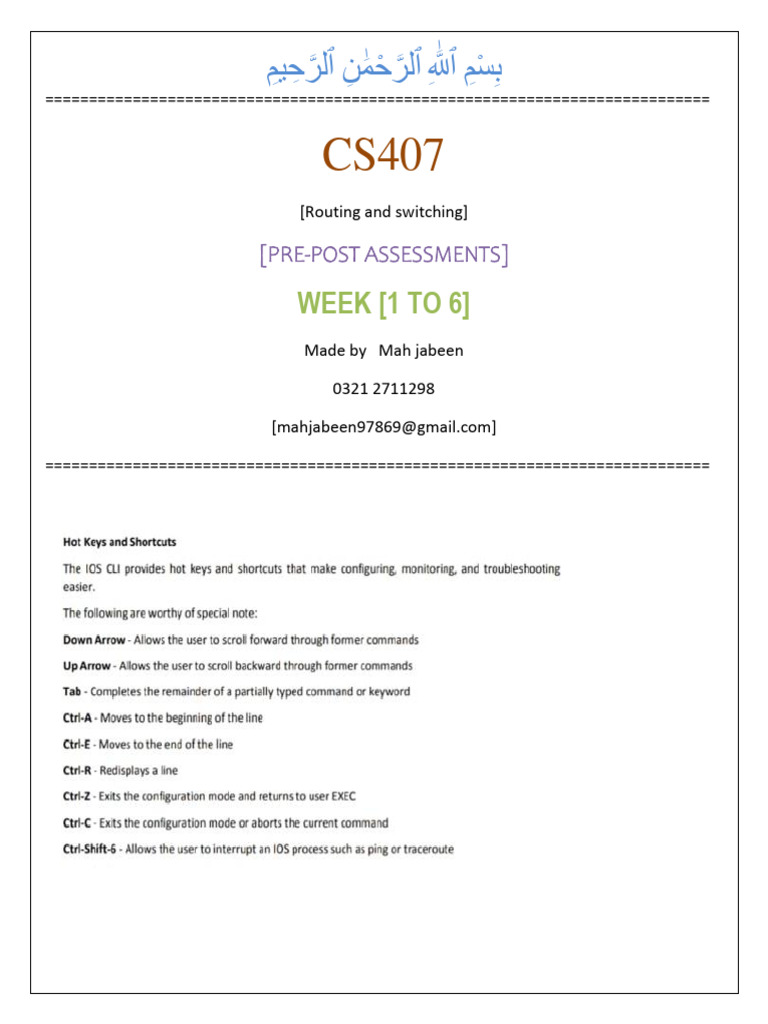 CS407 PRE-POST Assessments Made by Mah Jabeen Week (1 To 6) | PDF