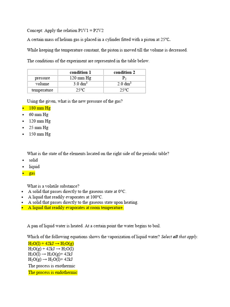 Grade 9 Chemistry Exam Questions | PDF | Water | Liquids