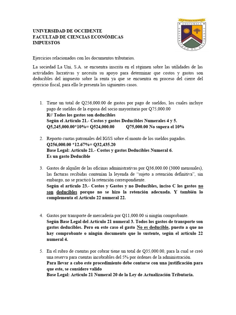 Ejercicio Impuesto ISR | PDF | Impuesto sobre la renta | Impuestos