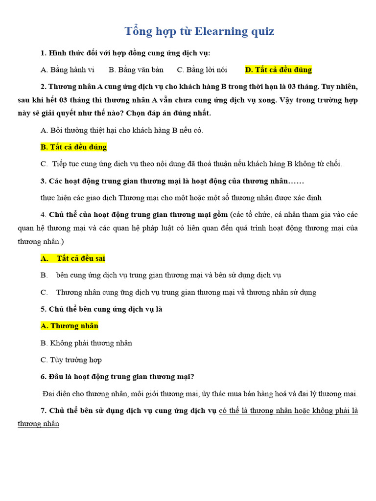 T NG H P T Elearning Quiz LTM | PDF