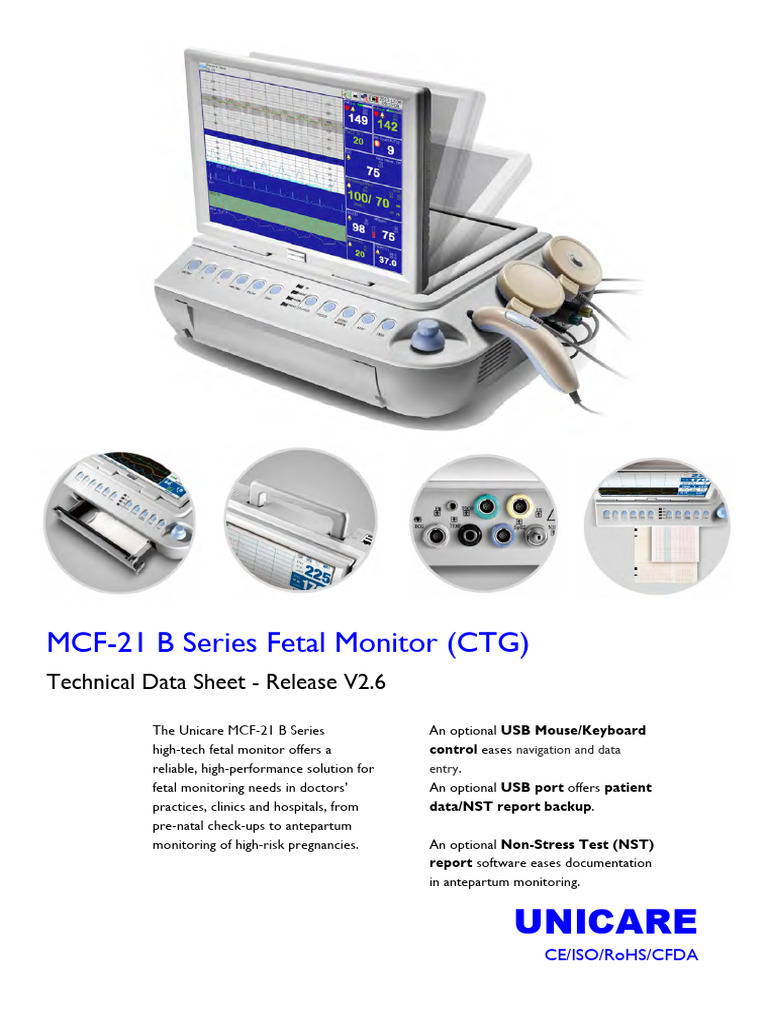 Unicare MCF-21B Fetal Monitor Brochure | PDF | Computer Keyboard | Usb