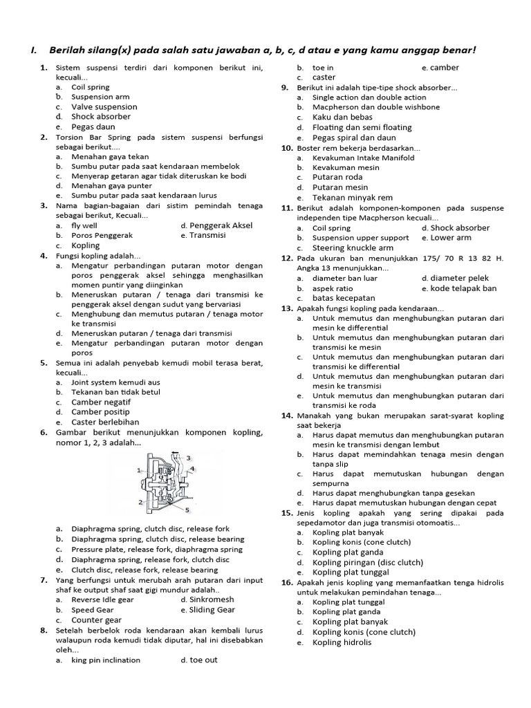 Soal Pemeliharaan Sasis Xi | PDF