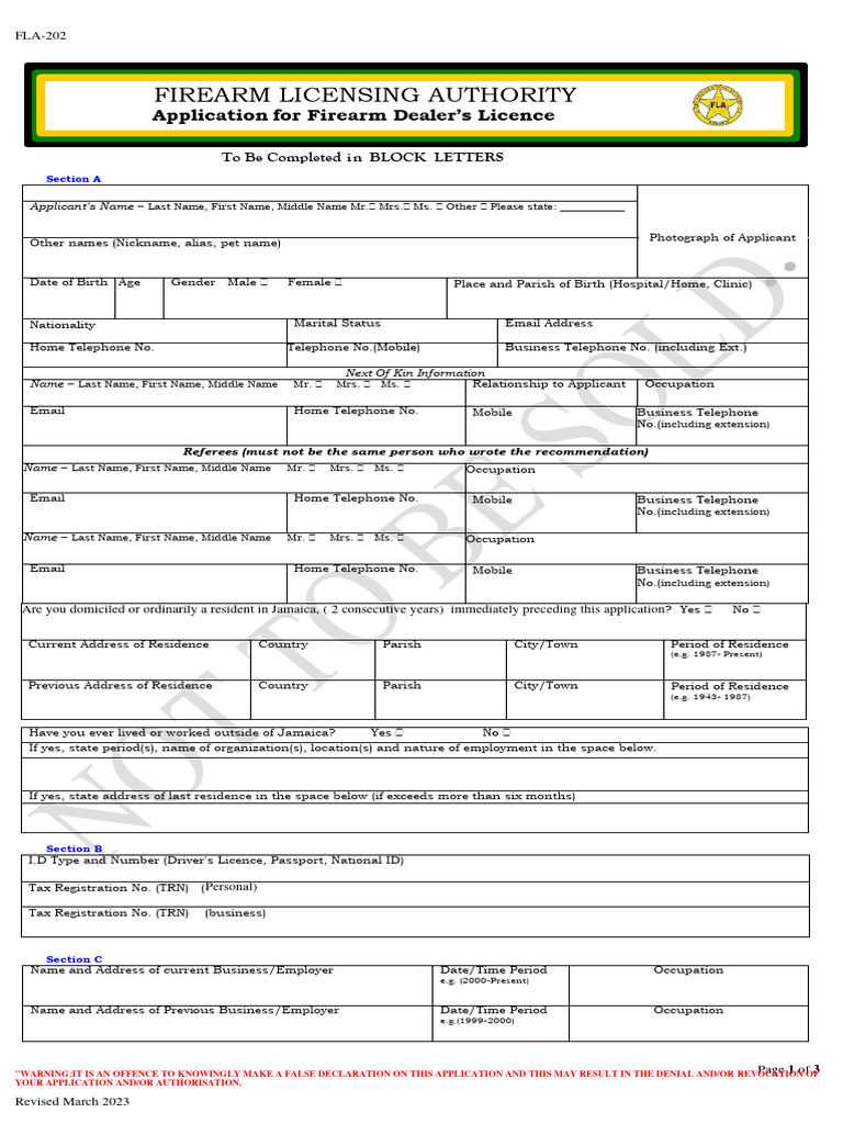 FORM 5 - FLA-202 - Application For Firearm Commercial Licences ...