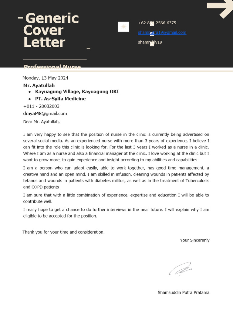 Professional Nurse Cover Letter Template | PDF