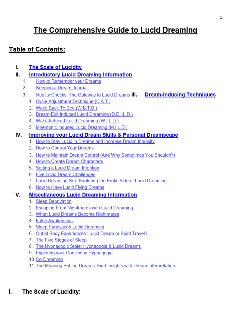 Comprehensive Guide On Lucid Dreaming PDF | PDF | Dream | Sleep