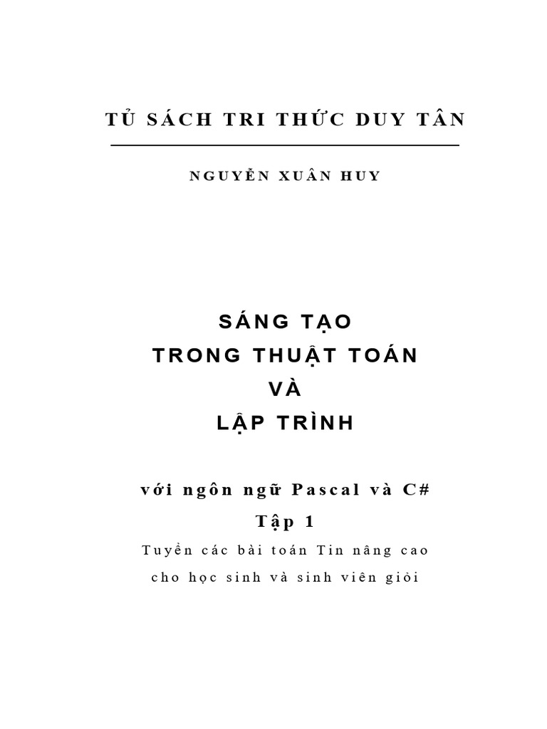 Sang Tao Trong Thuat Toan Va Lap Trinh - Nguyen Xuan Huy - Tap 1 | PDF