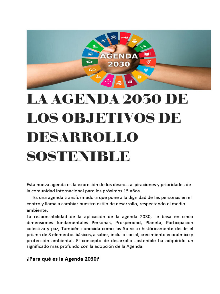 La Agenda 2030 de Los Objetivos de Desarrollo Sostenible | Descargar gratis PDF ...