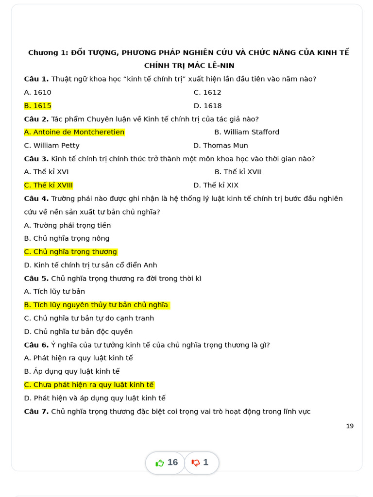 Bai Tap Trac Nghiem Kinh Te Chinh Tri Tu Chuong 1 6 Co Dap An Trich Tu Sach Trac Nghiem Cua Dai ...