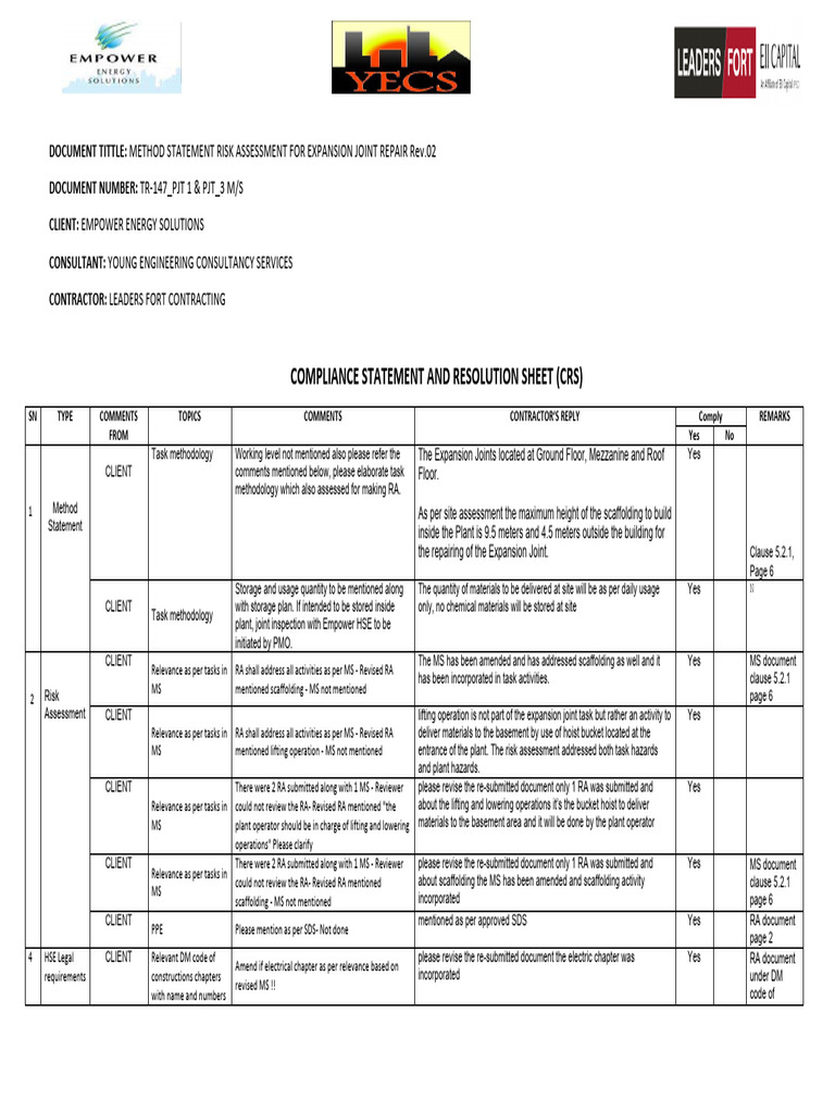 Joint Risk Assessment for Expansion Repair | PDF