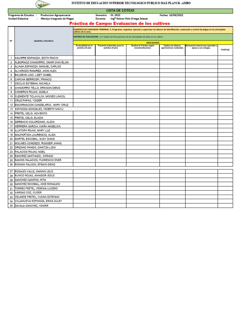 Instrum, Eval. 2 | PDF