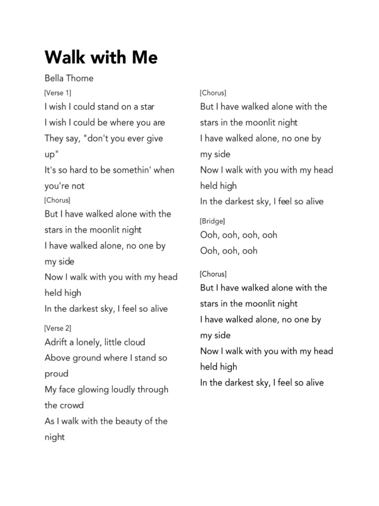 Walk With Me Bella Thorne Lyrics | PDF