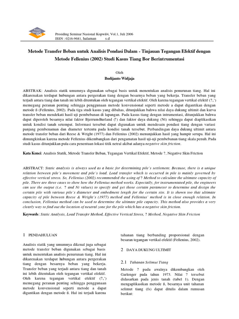 Jurnal Metode Transfer Beban Untuk Analisis Pondasi Dalam (Studi Kasus ...