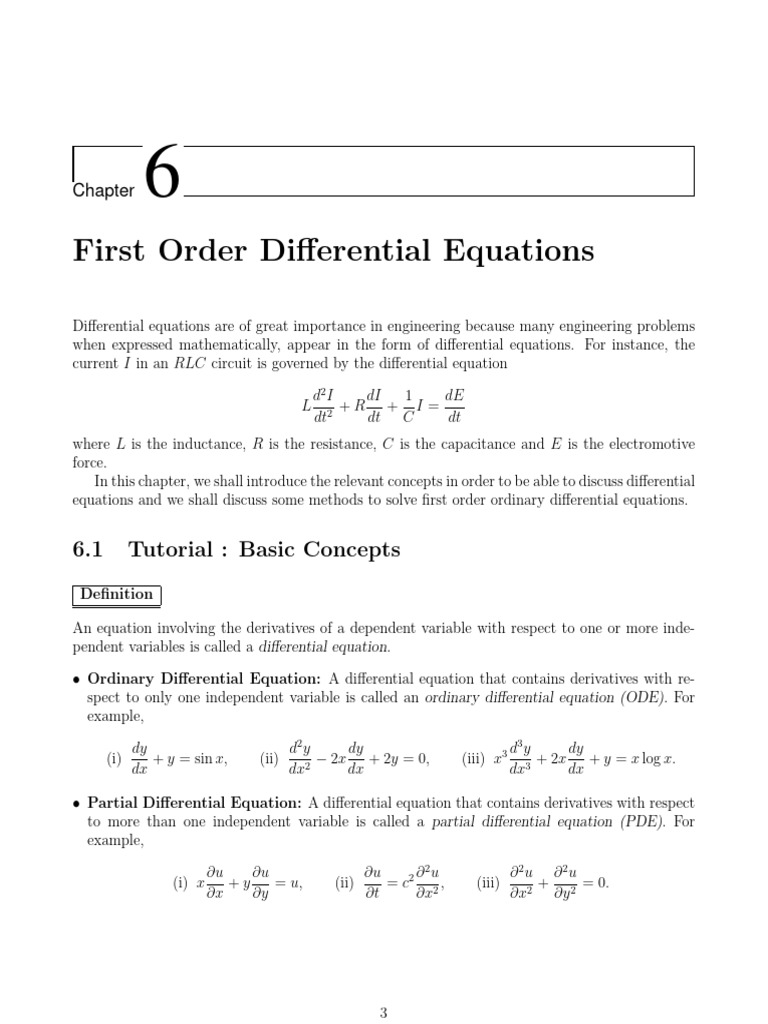 1stORDERODES 202000211 | PDF | Ordinary Differential Equation | Equations