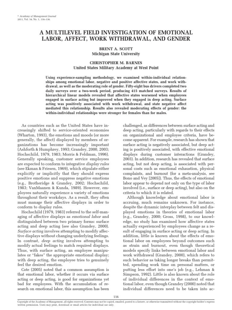 A Multilevel Field Investigation of Emot | PDF | Affect (Psychology ...