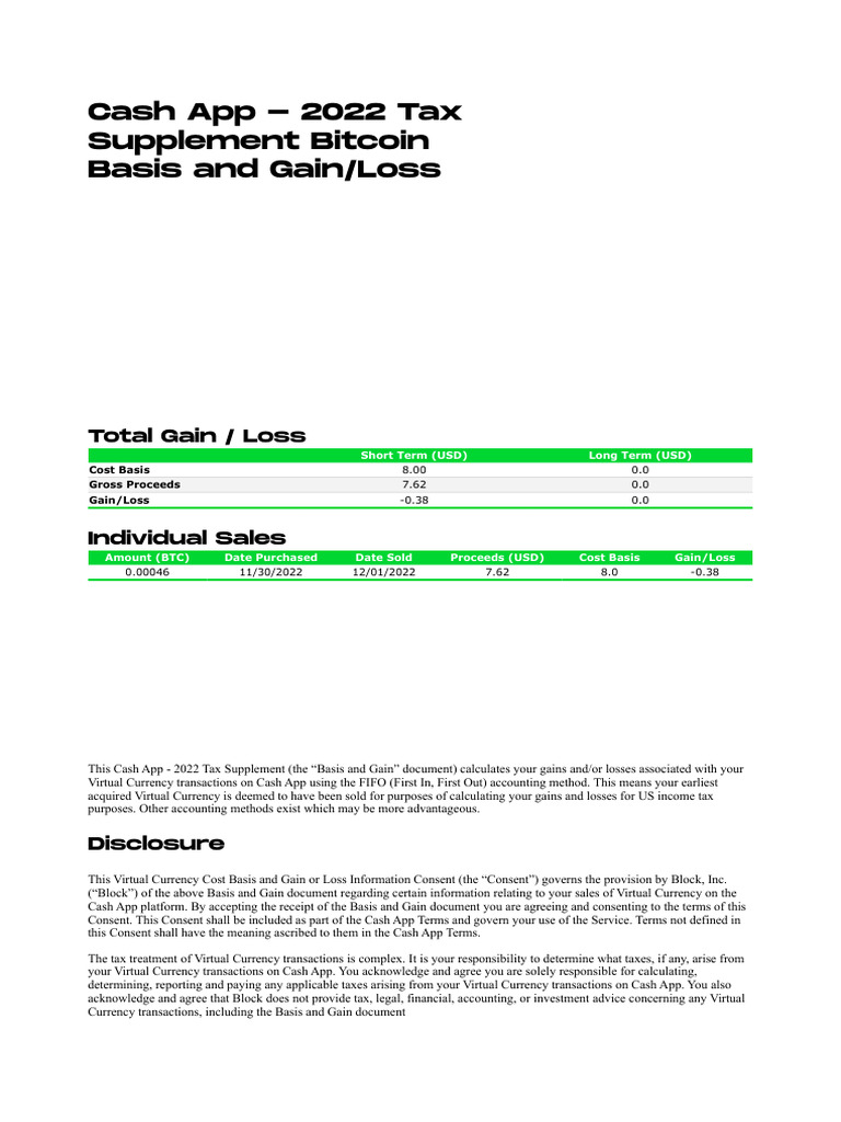Cash FIFO Supplemental | PDF | Cash | Cost Basis