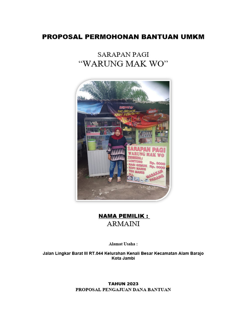 Proposal Umkm - Armaini - Sarapan Pagi Warung Mak Wo | PDF