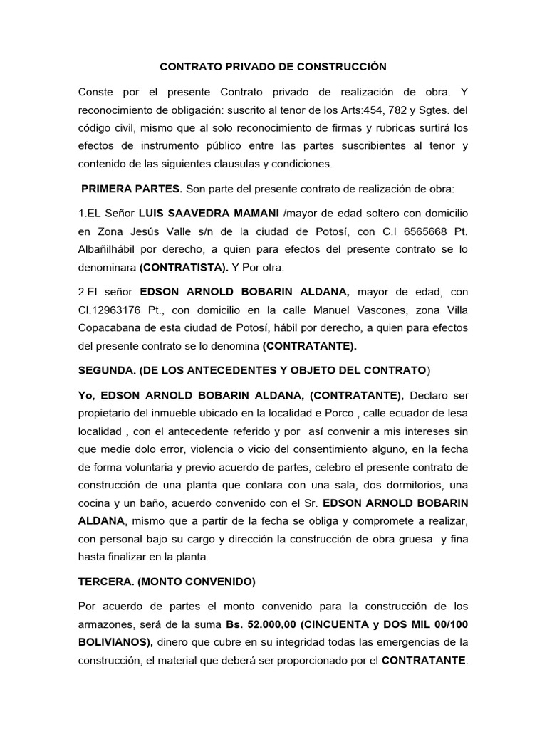 Contrato de Contruccion 2 | PDF