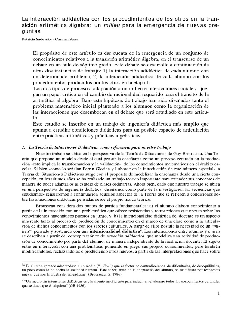 Sadovsky - Sessa - La Interacción Adidáctica | Descargar gratis PDF ...