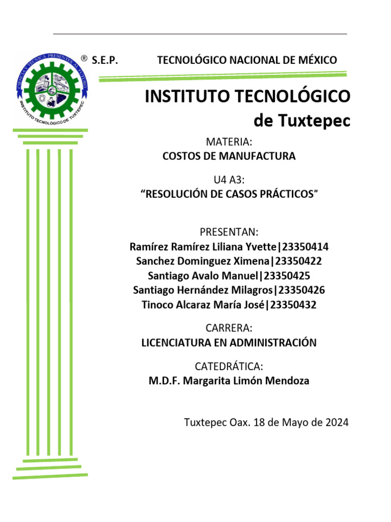 Instituto Tecnológico de Tuxtepec: Materia | PDF