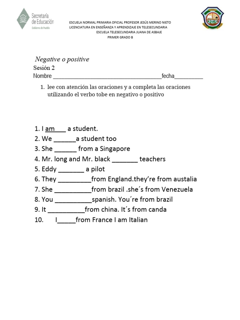 Hojas de Trabajo Ingles | PDF