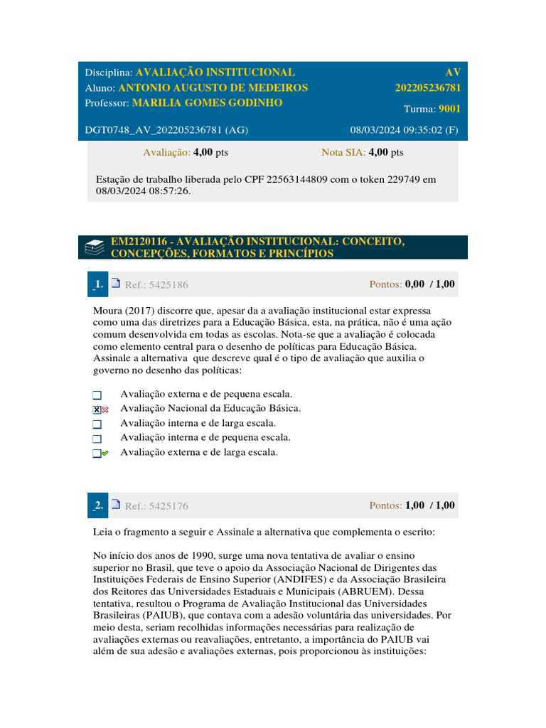 Proa AV | PDF | Qualidade (negócios) | Aprendizado
