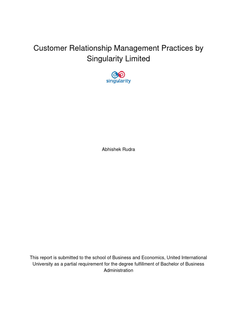 Customer Relationship Management Practices by Singularity Limited | PDF ...