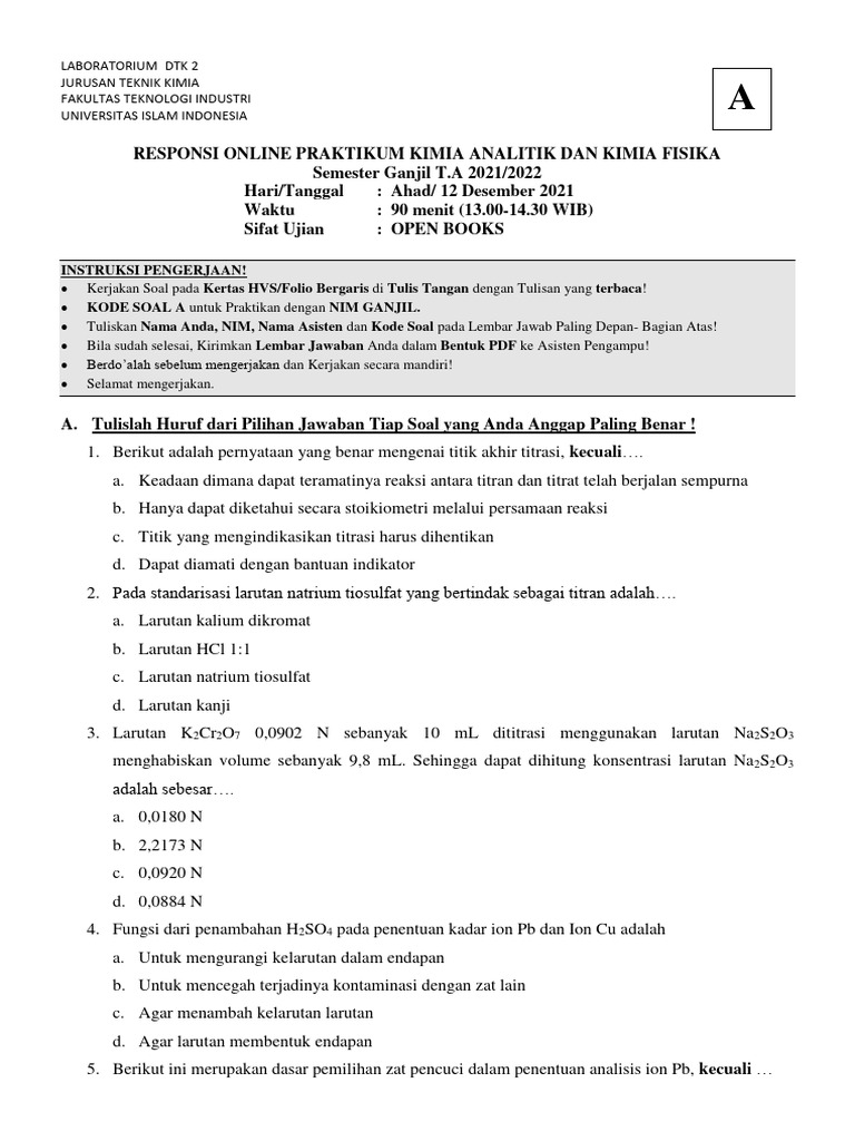 Soal Responsi Tipe A | PDF