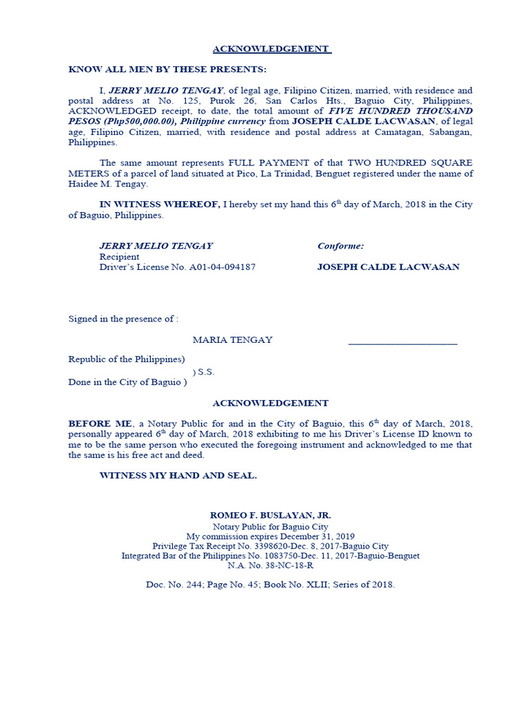 ACKNOWLEDGEMENT - Tengay | PDF