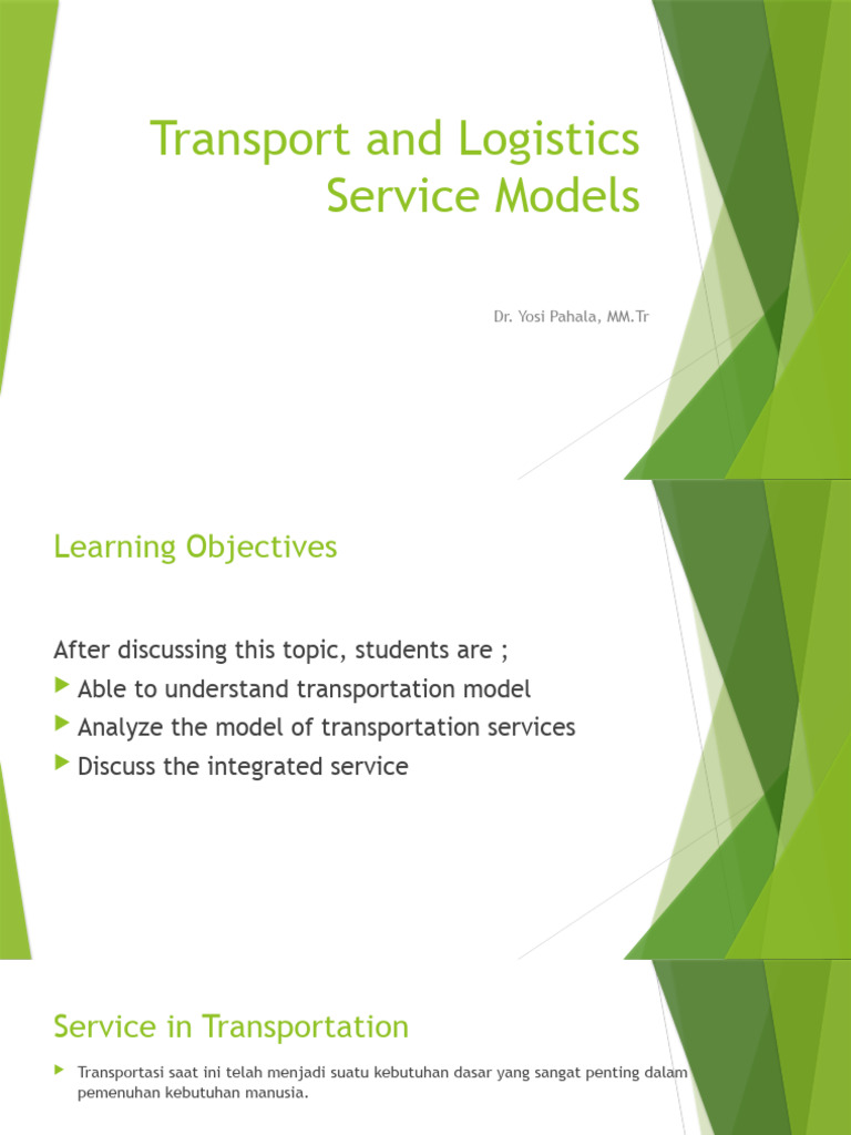 TOPIC 3 - 4 Transport and Logistics Service Model | PDF
