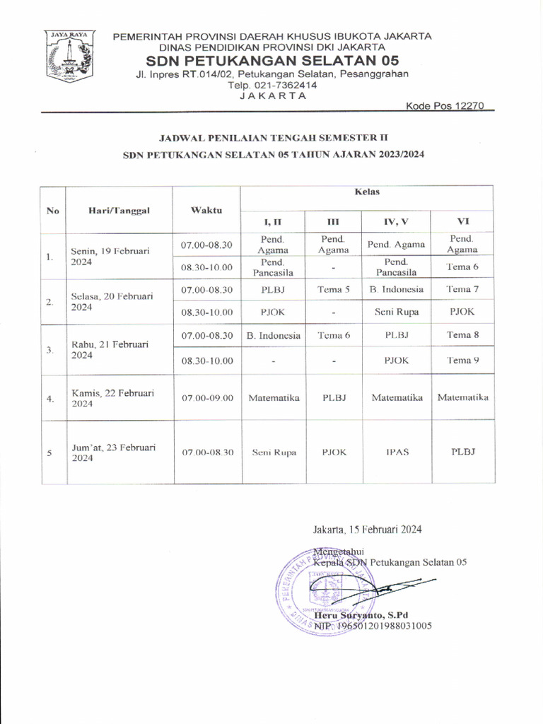 Jadwal PTS Genap 2023-2024 | PDF