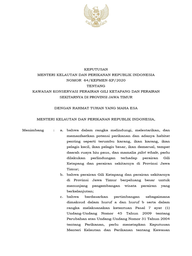 Kepmen KKP Nomor 64 Tahun 2020 | PDF