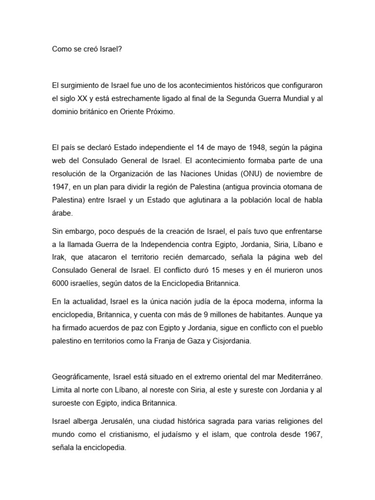 Como Se Creó Israel Pdf Israel Política Mundial