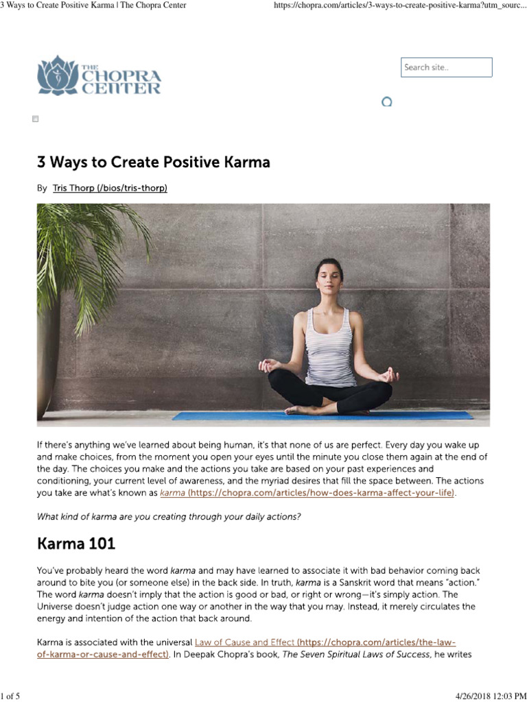 3 Ways To Create Positive Karma - The Chopra Center | PDF | Indian ...