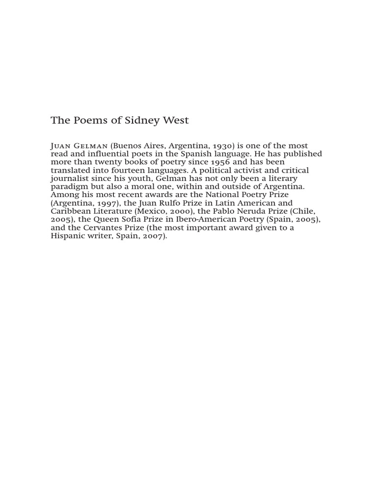 Gelman, J. 2008. The Poems of Sidney West | PDF | Poetry | Realism (Arts)