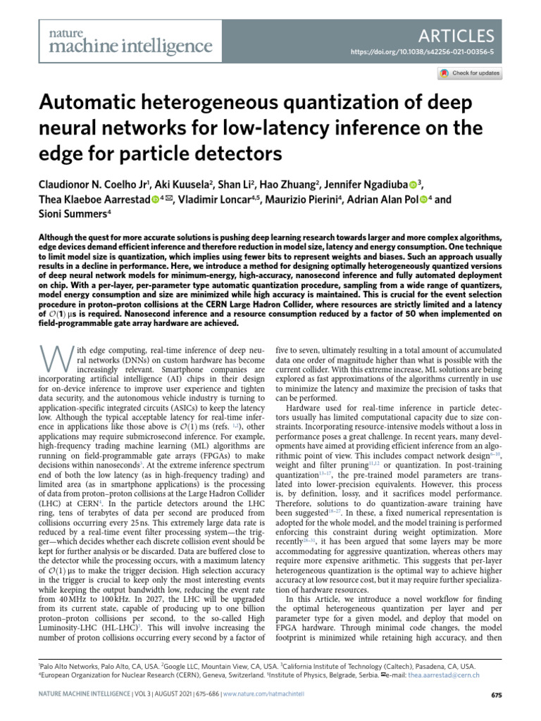 Automatic Heterogeneous Quantization of Deep Neural Networks For Low-Latency Inference On The ...