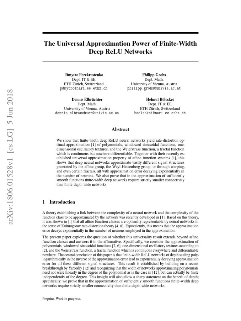 The Universal Approximation Power of Finite-Width Deep Relu Networks | PDF | Function ...