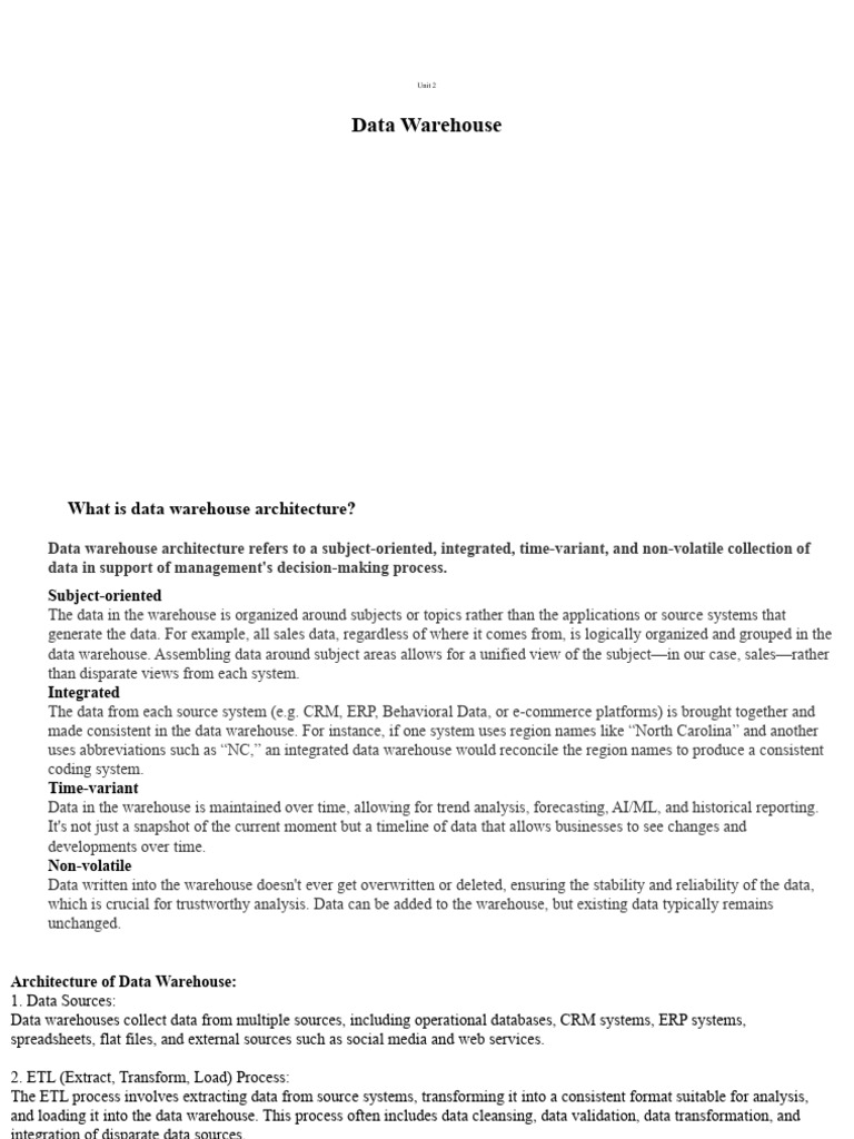 Unit 2 Data Mining & Warehouse | PDF | Data Warehouse | Data