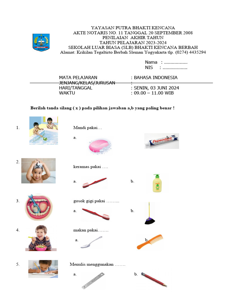 Soal Bahasa Indonesia SDLB Tunarungu | PDF