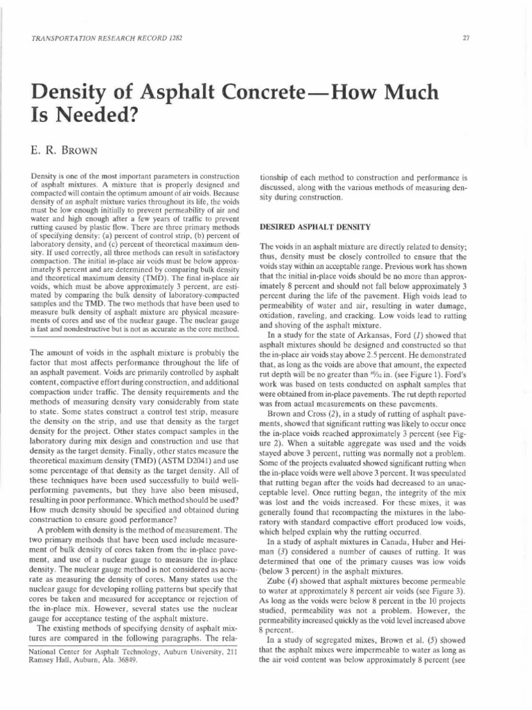 Optimal Asphalt Concrete Density Guidelines | PDF | Density | Road Surface