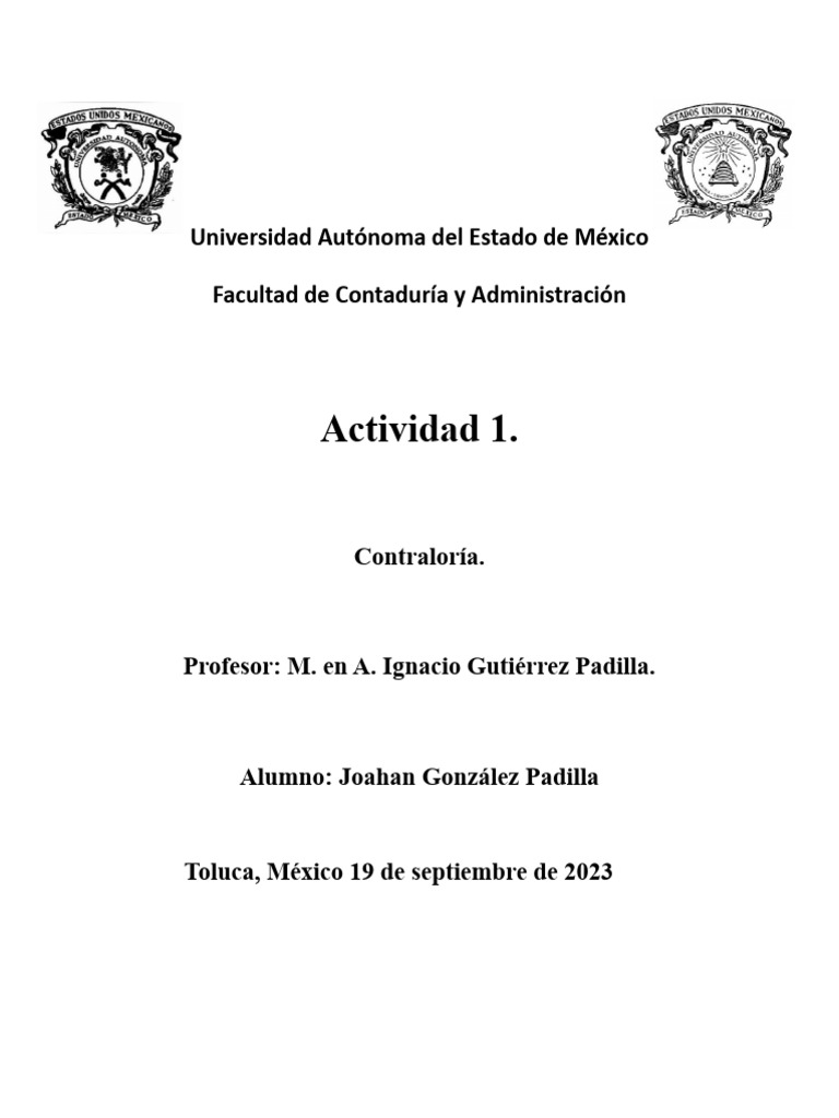 ACTIVIDAD 1 - Control Interno y Modelos de Evaluacion | Descargar gratis PDF | Auditoría ...