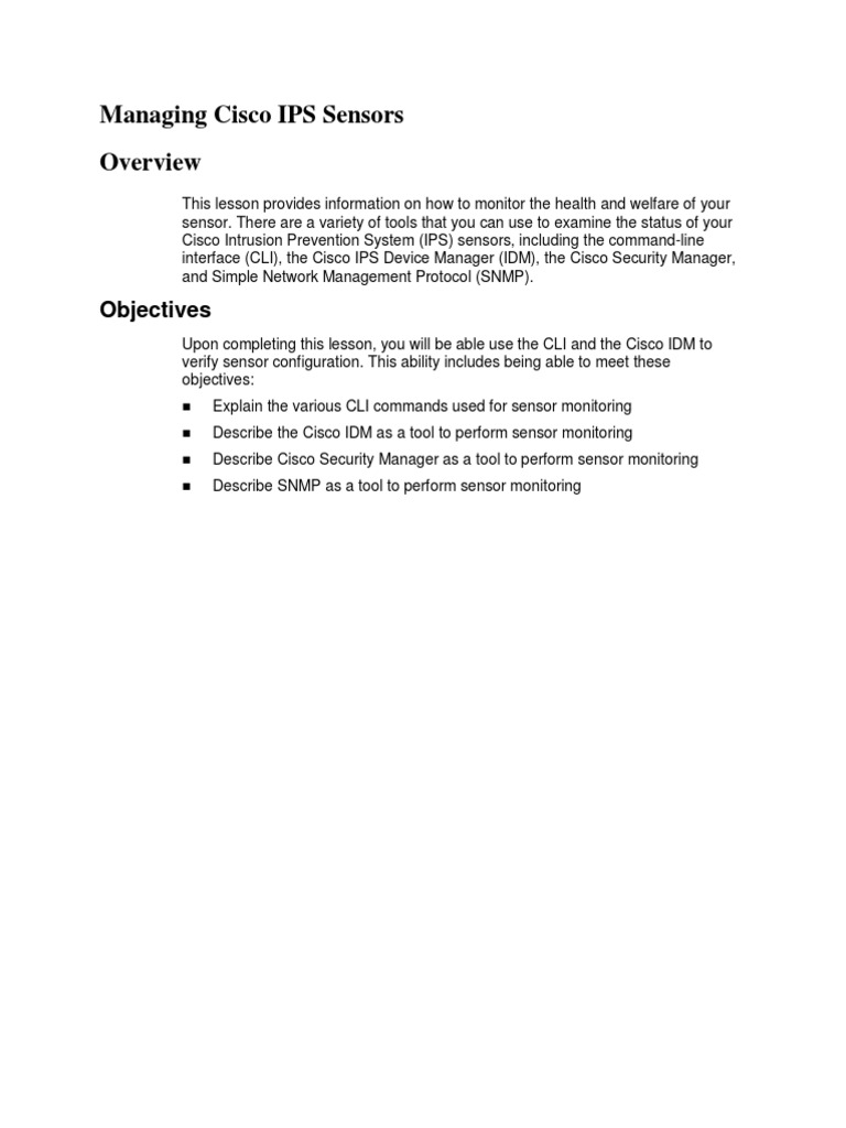 Managing Cisco IPS Sensors | PDF | File Transfer Protocol | Command ...