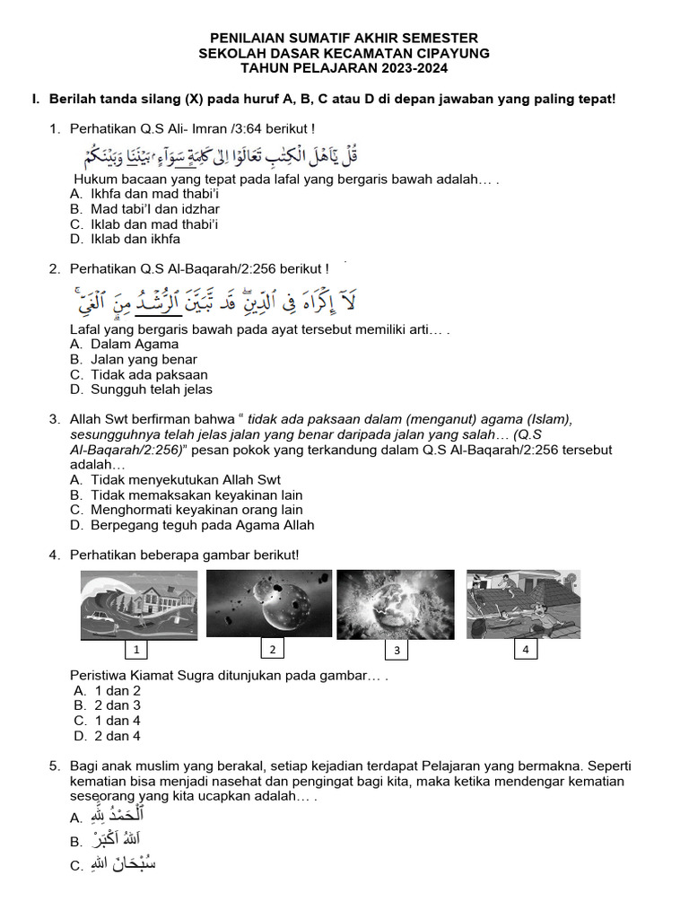 Soal Pat Pai Kelas 5 Semester Genap | PDF