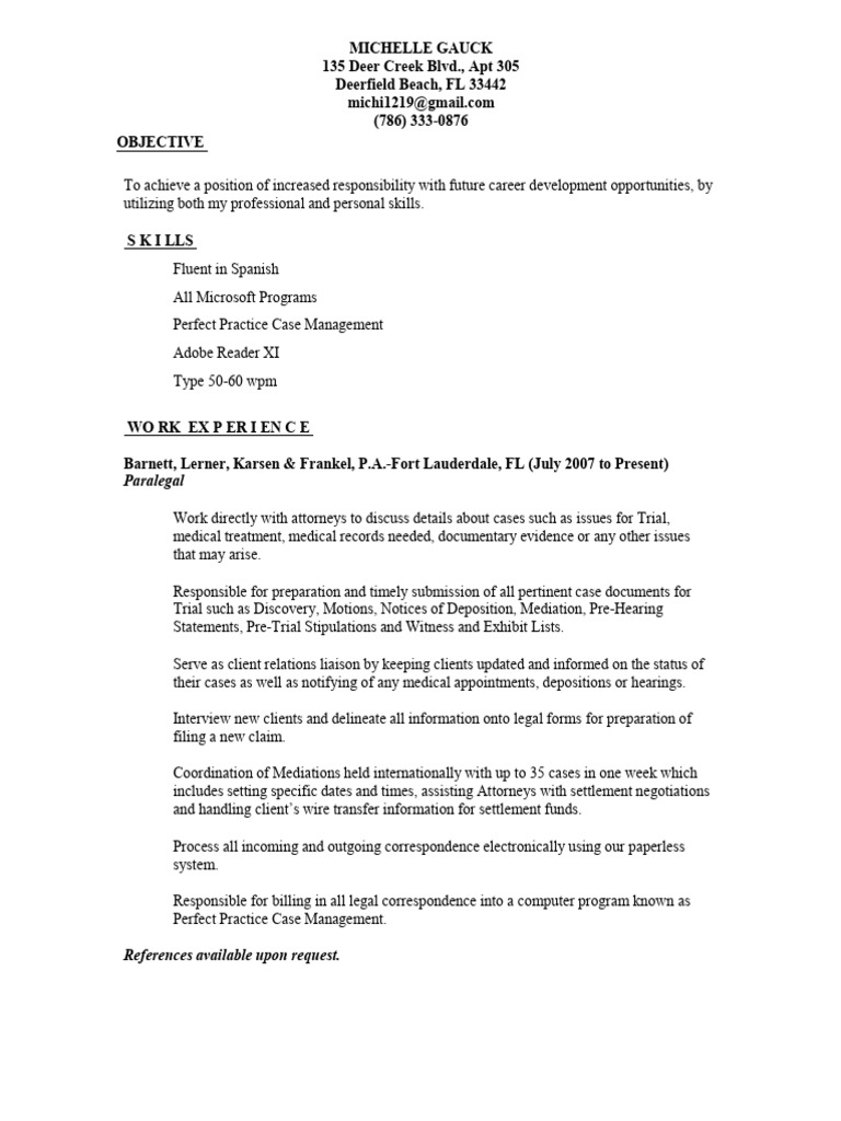 Michelle Rodriguez Gauck Resume | PDF