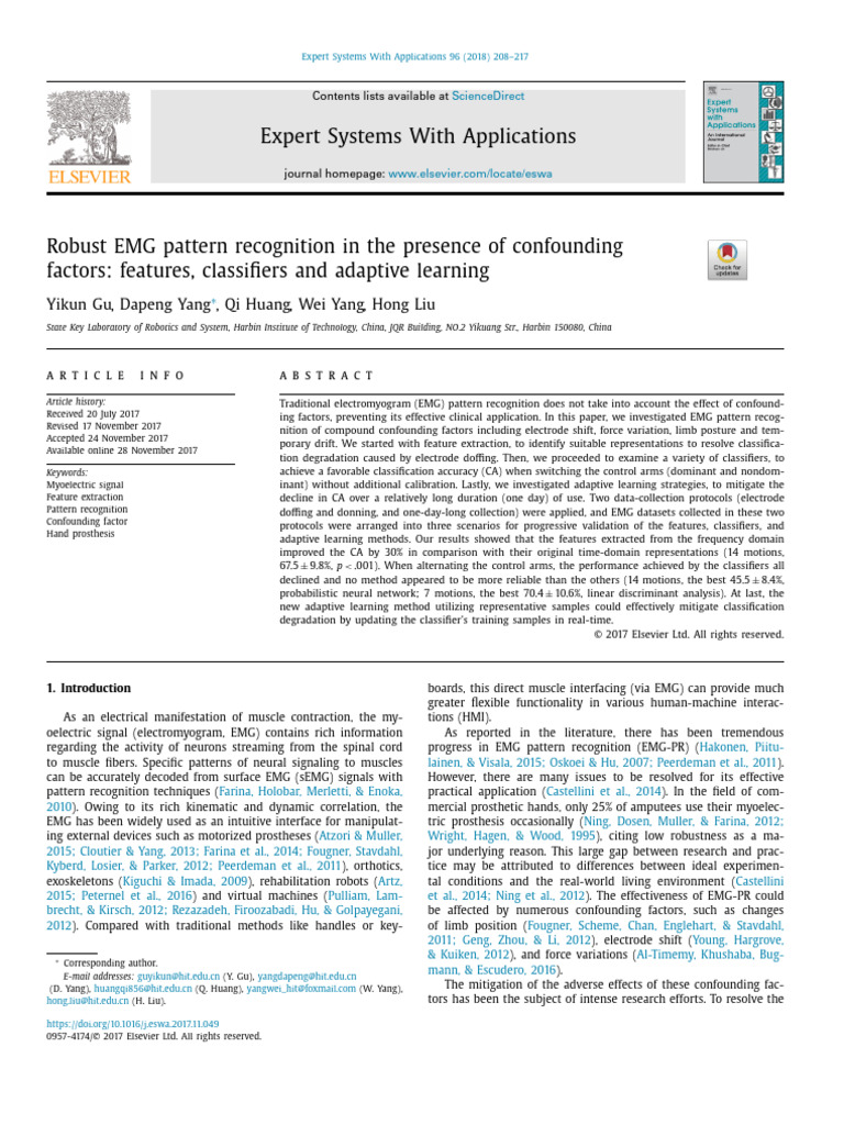 Robust EMG Pattern Recognition in The Presence of Confo - 2018 - Expert Systems | PDF ...