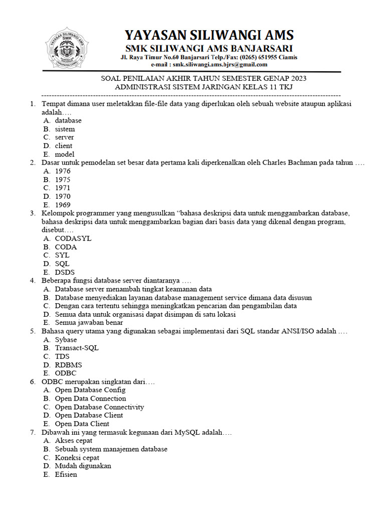 Soal Asj Kelas 11 TKJ | PDF
