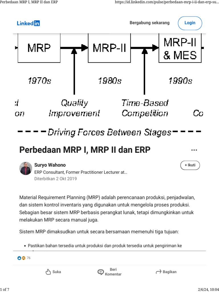 Perbedaan MRP I, MRP II Dan ERP | PDF | Karier & Perkembangan | Komputer