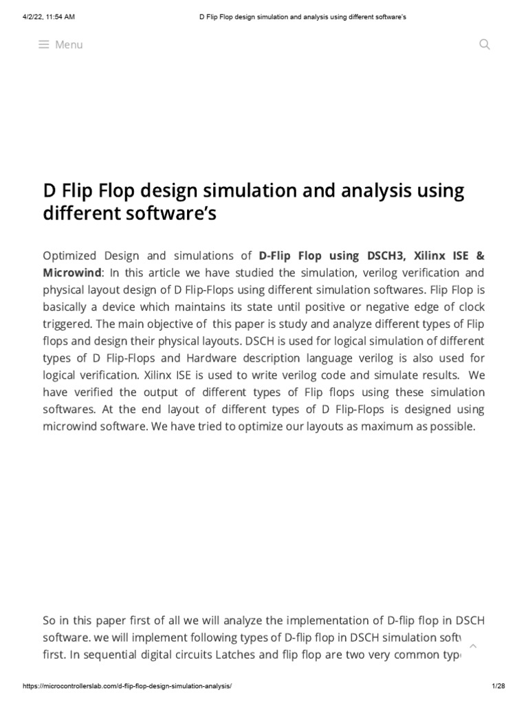 D Flip Flop Design Simulation and Analysis Using Different Software's ... D Flip Flop Design Simulation and Analysis Using Different Software's ...