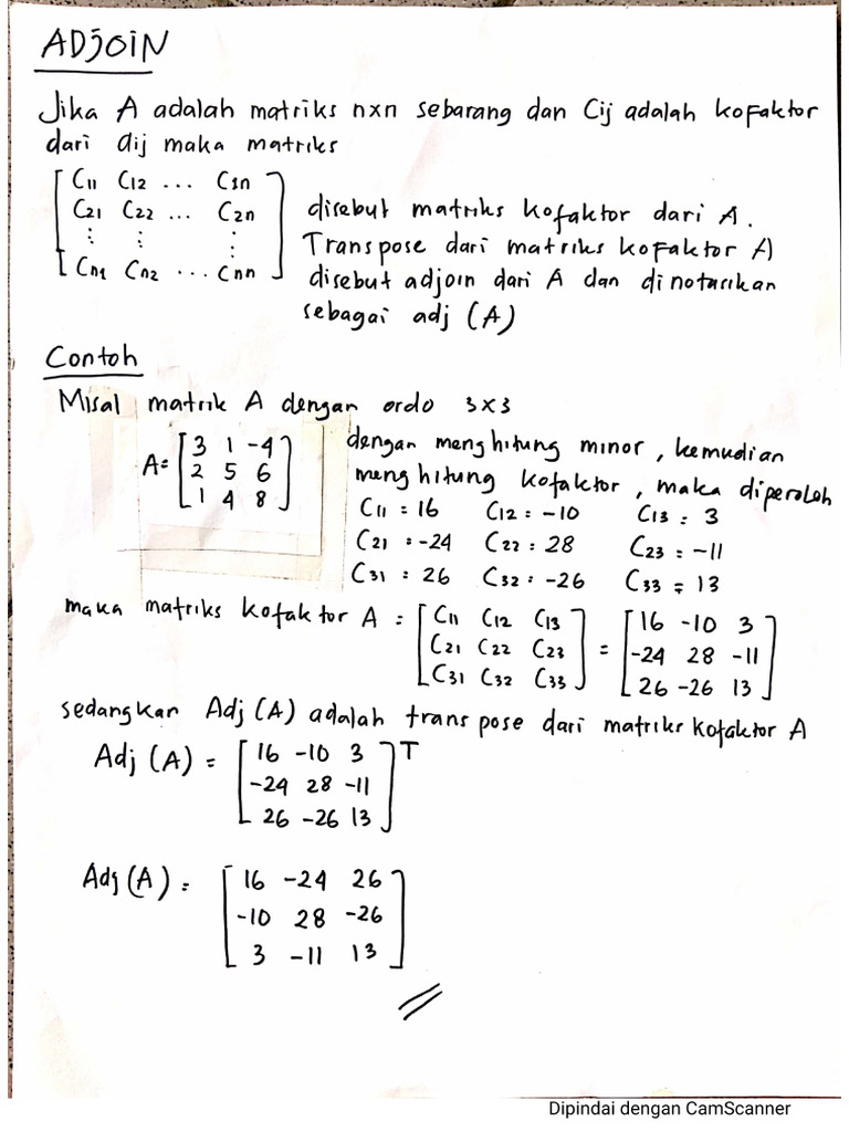 Adjoint Dan Aturan Cramer | PDF