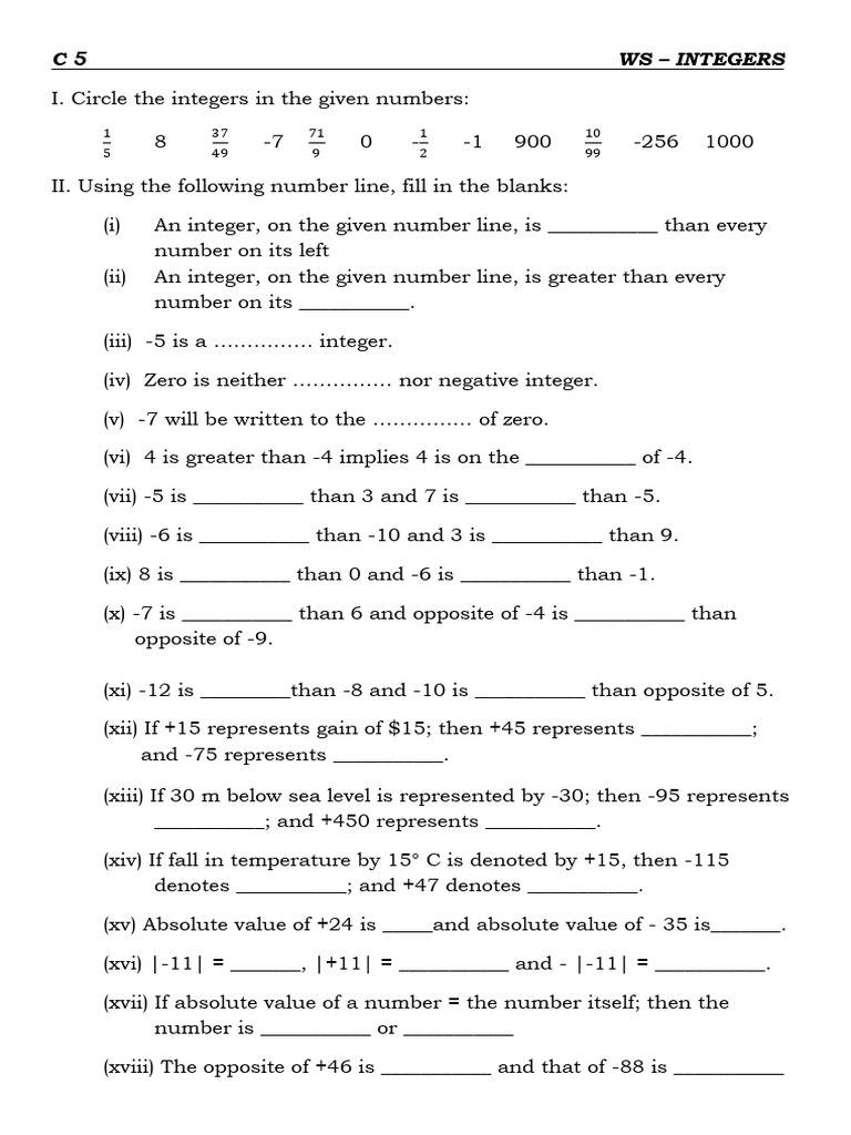 C 5 Integers | PDF | Numbers | Integer
