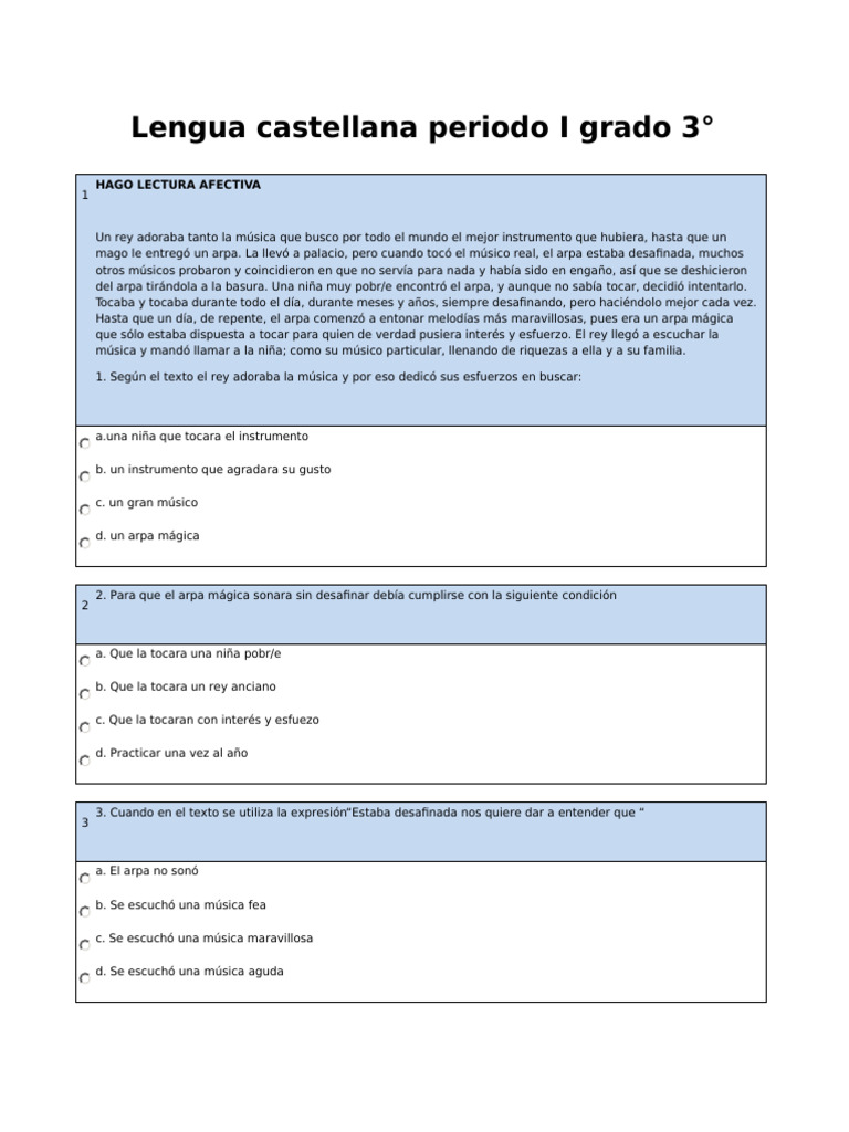 Prueba de Espanol Grado 3 P-1 | PDF | Insectos
